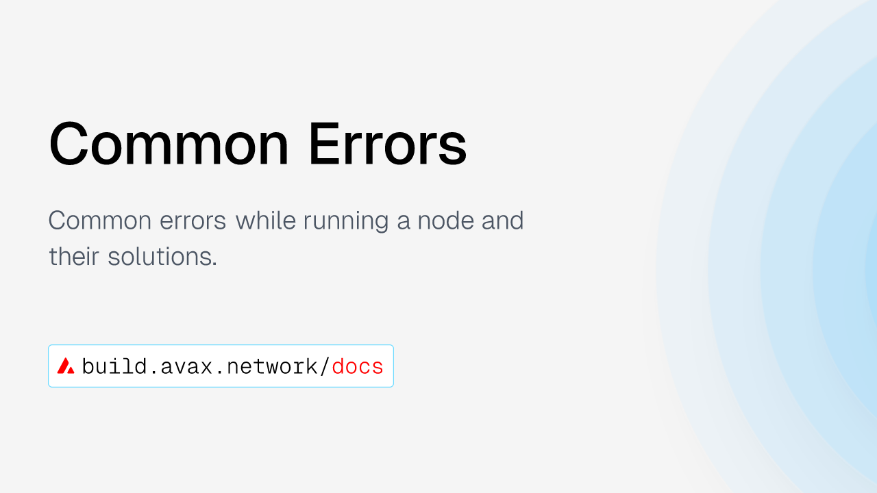 Common Errors | Avalanche Builder Hub